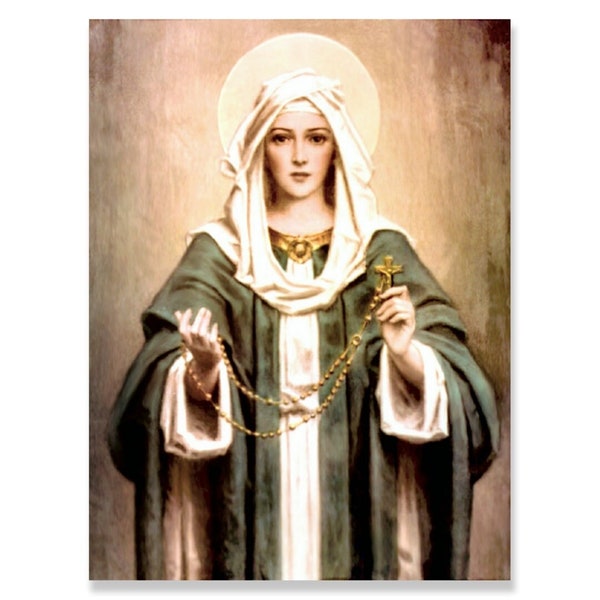 Queen of the Holy Rosary Print - Etsy