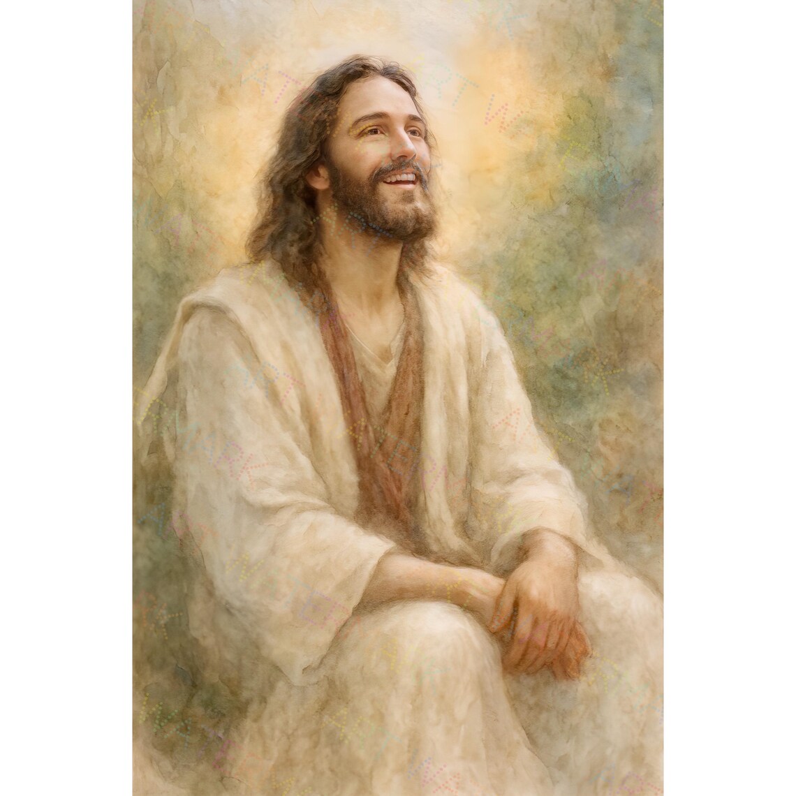 Jesus Joyful Smile Print – Digital Download Christian Wall Art – Happy ...