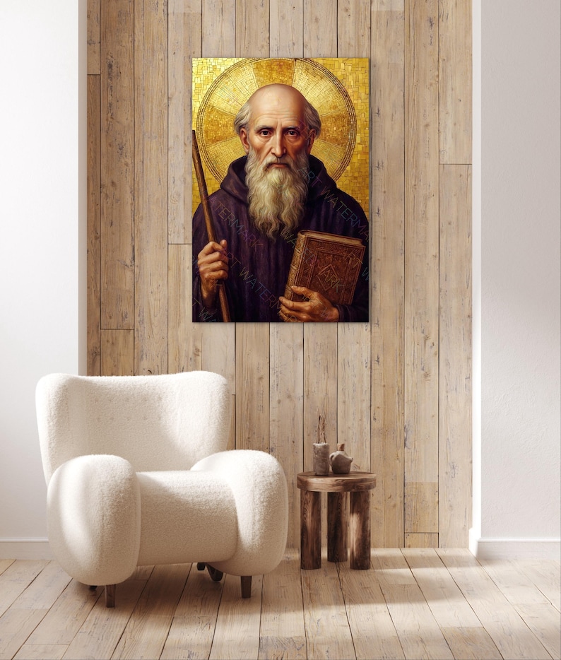 St. Benedict Canvas Wall Art: Catholic Patron Saint Gift - Etsy