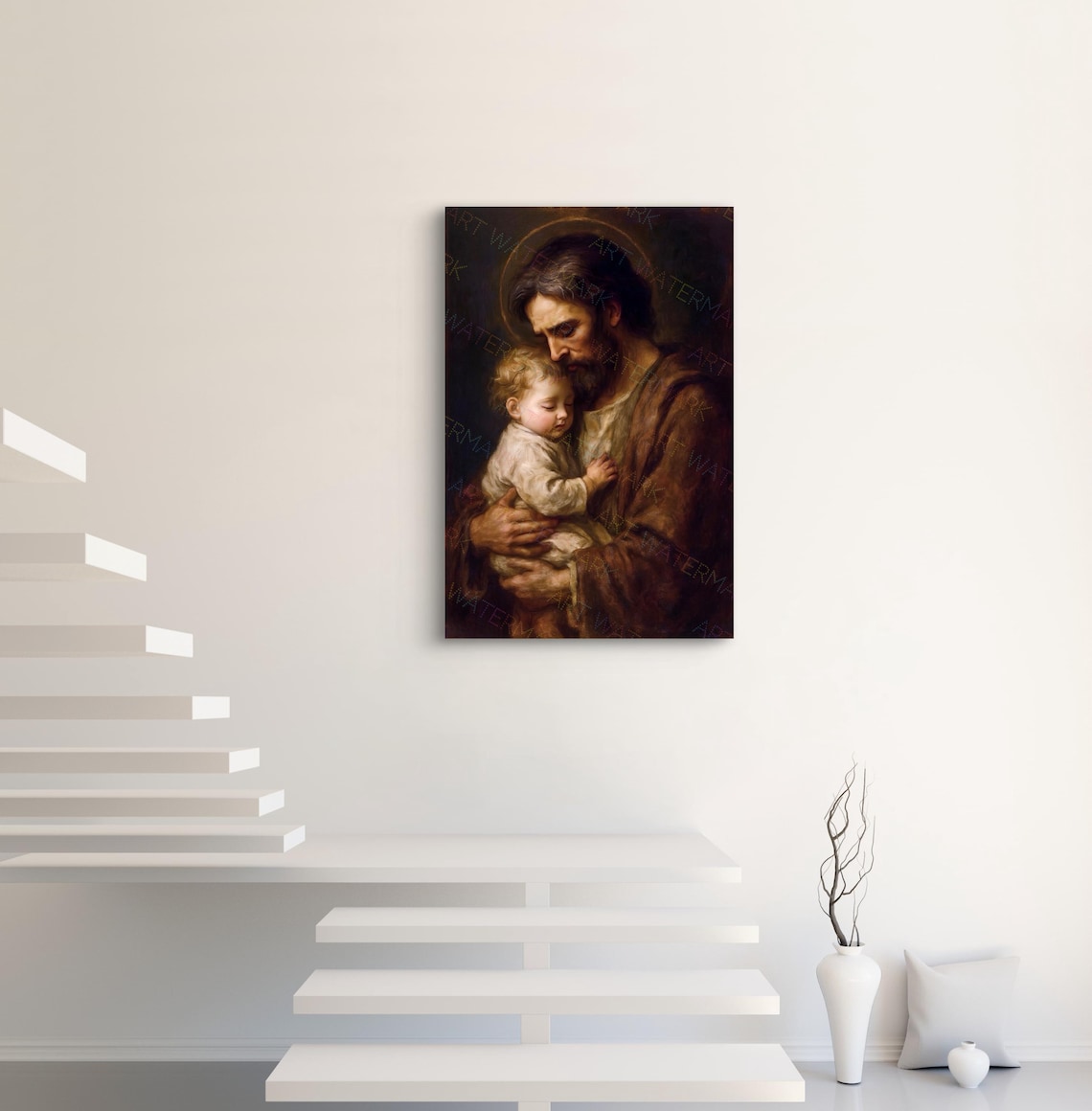 St Joseph Holding the Infant Jesus Digital Print, Saint Joseph Prints ...