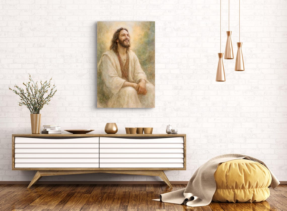 Jesus Joyful Smile Print – Digital Download Christian Wall Art – Happy ...
