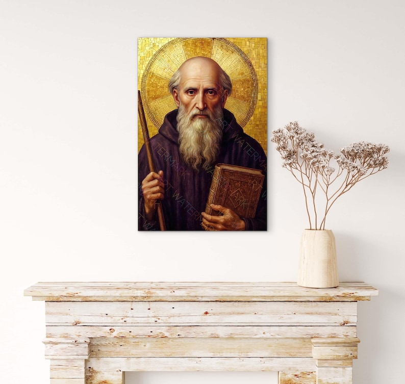 St. Benedict Canvas Wall Art: Catholic Patron Saint Gift - Etsy