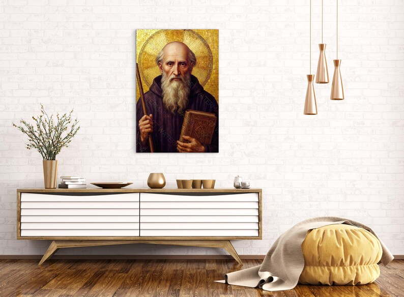 St. Benedict Canvas Wall Art: Catholic Patron Saint Gift - Etsy