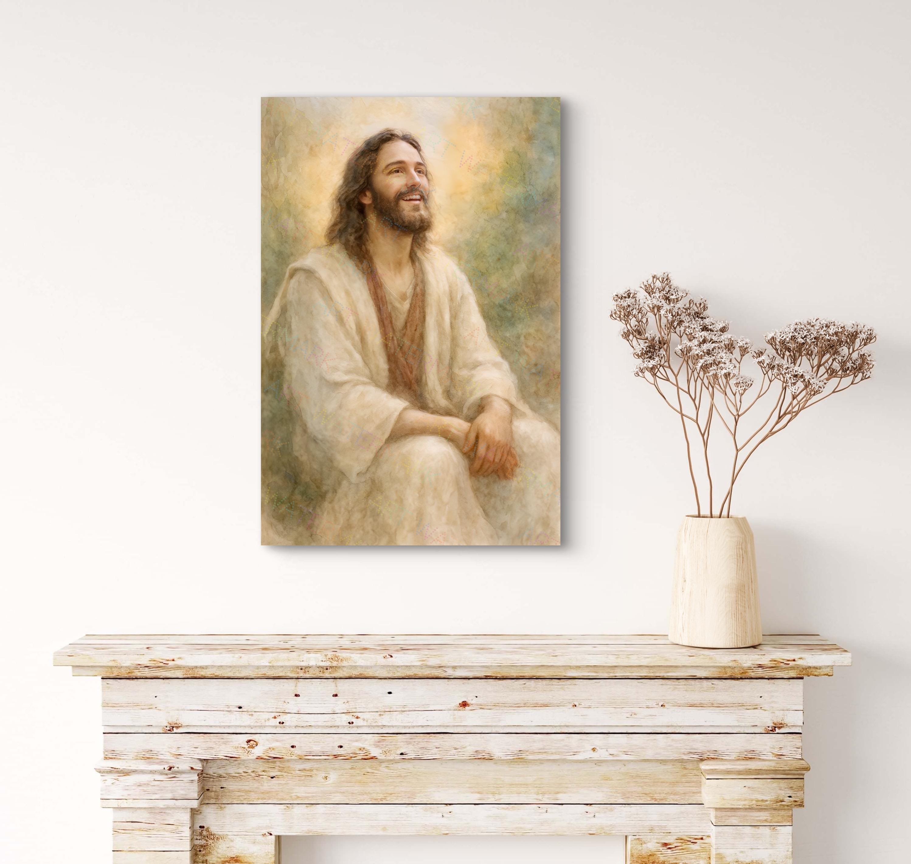 Jesus Joyful Smile Print – Digital Download Christian Wall Art – Happy ...