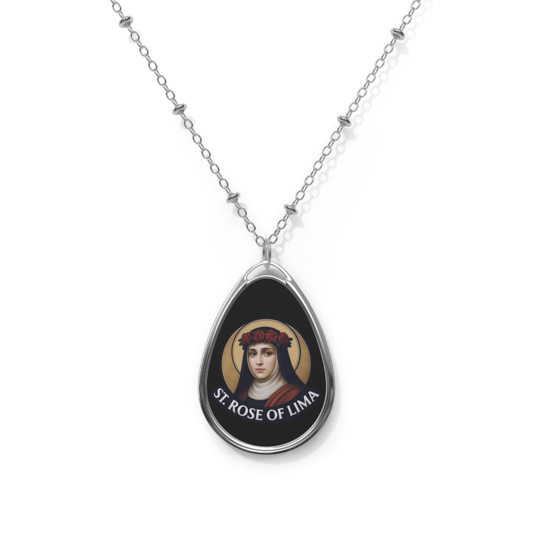 St. Rose of Lima Oval Necklace | Religious Medal Pendant, Catholic ...