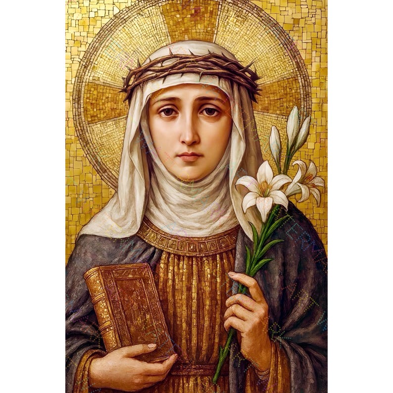 St. Catherine of Siena Canvas | Catholic Saint Wall Art | Italian ...