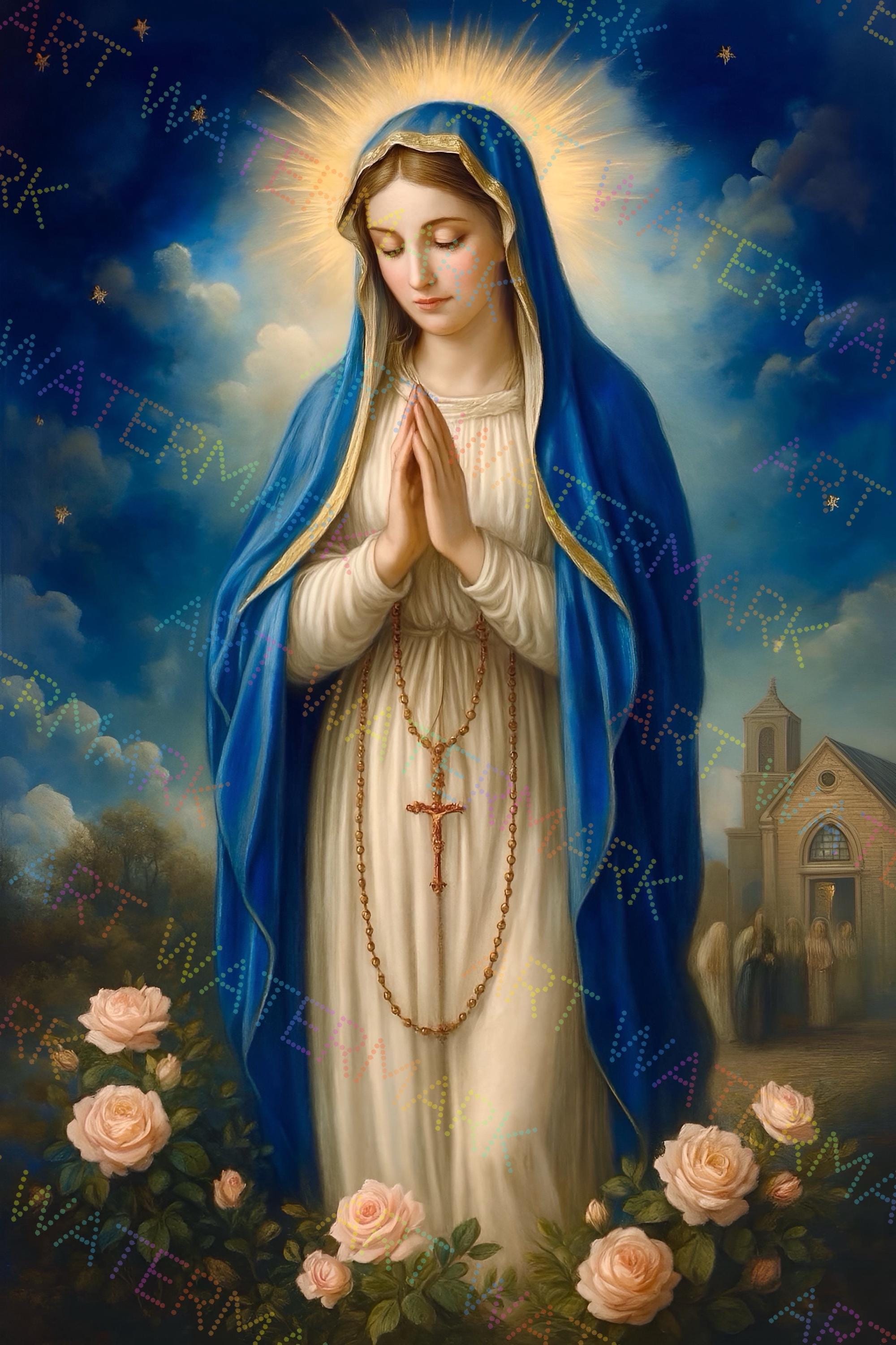 Our Lady of the Rosary Print: Catholic Wall Art (digital Download, JPEG ...