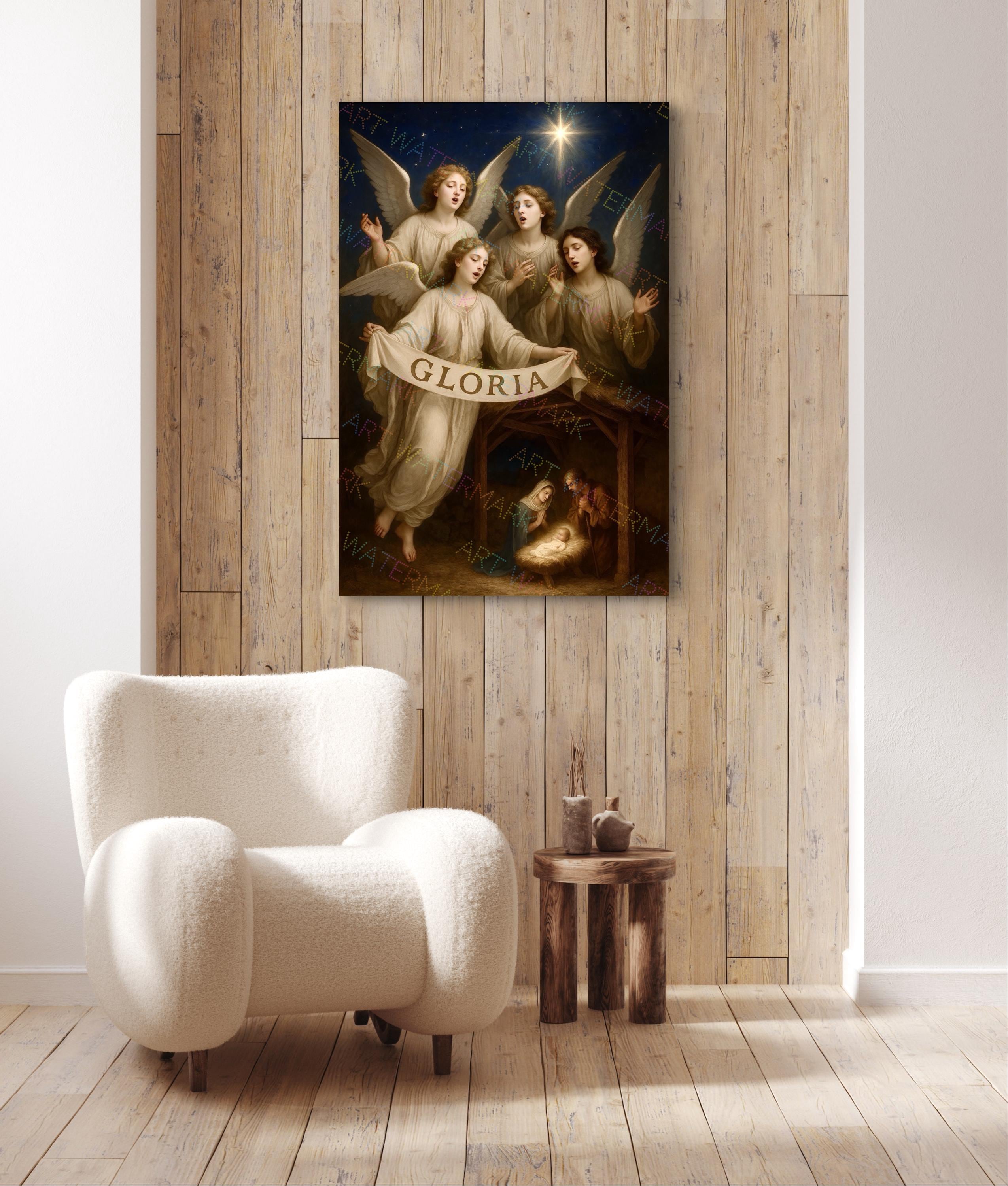 Angels Singing the Gloria Canvas | Christmas Angel Wall Art | Religious ...