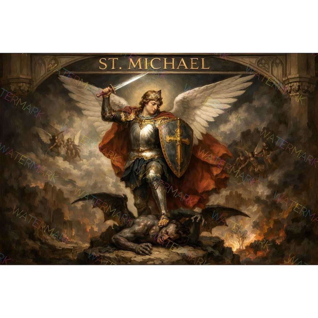 St. Michael the Archangel Canvas Painting | Catholic Wall Art ...