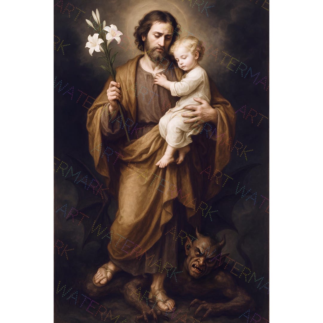 St. Joseph Terror of Demons Canvas Art, Saint Joseph Wall Art Picture ...