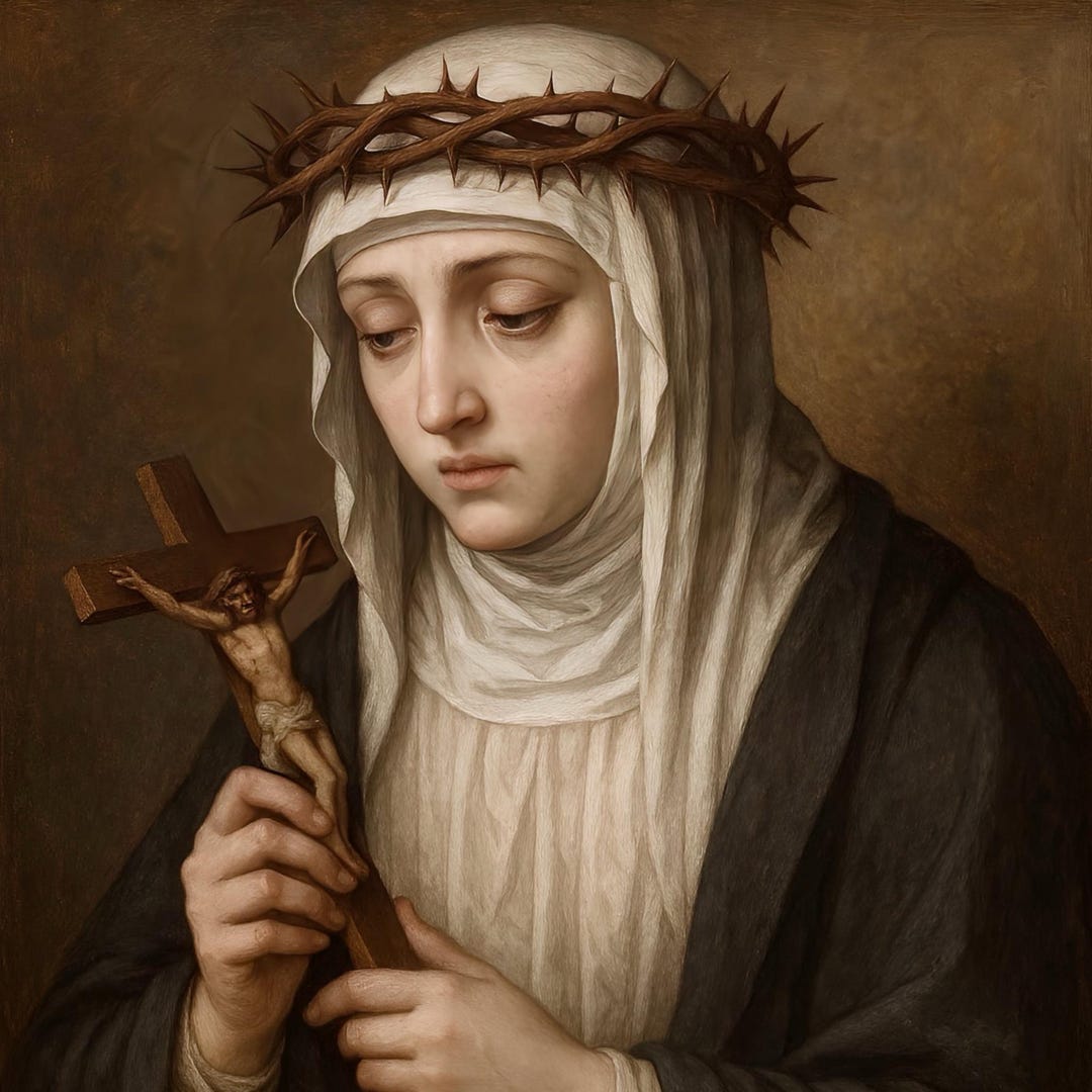 St. Catherine of Siena With Crown of Thorns Canvas Art Picture ...