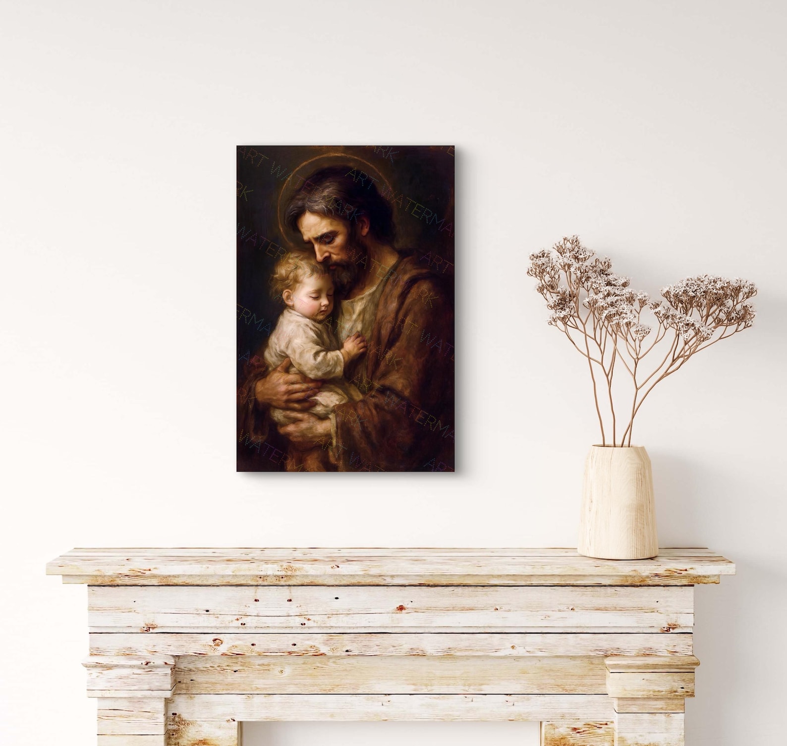 St Joseph Holding the Infant Jesus Digital Print, Saint Joseph Prints ...