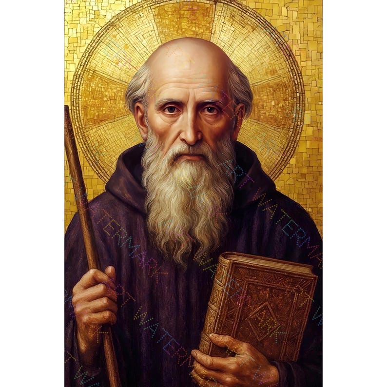 St. Benedict Canvas Wall Art: Catholic Patron Saint Gift - Etsy