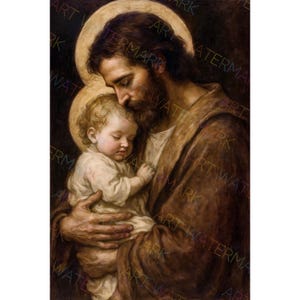 St. Joseph and Child Jesus Canvas: Catholic Wall Art, Gift for Fathers ...