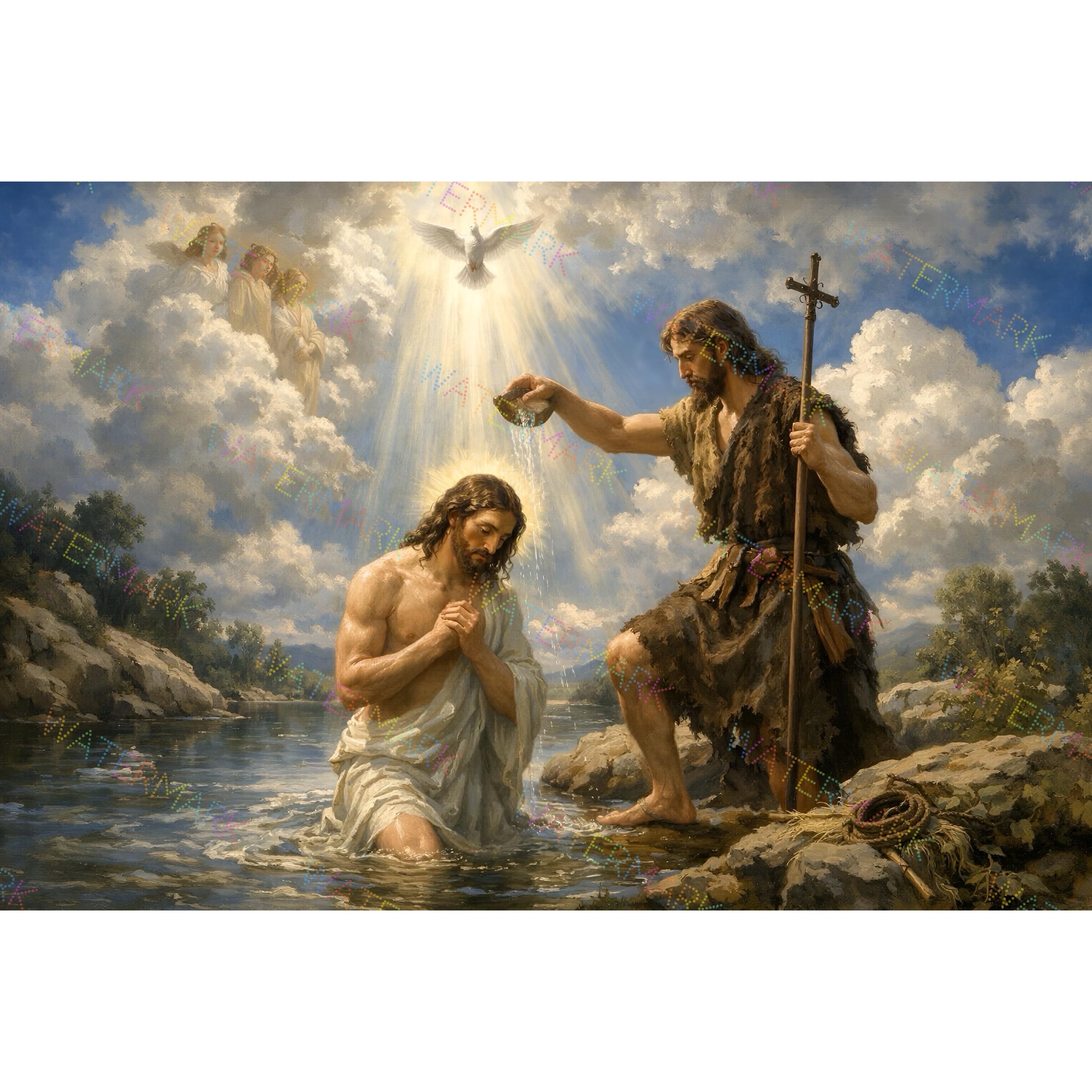 Baptism of Jesus Painting | Victorian Romanticism Christian Art on ...