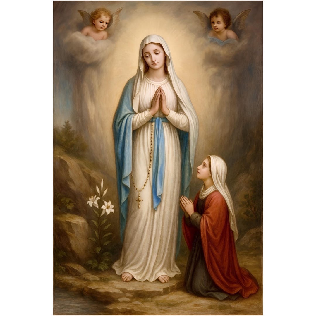 Our Lady of Lourdes | Apparition to St. Bernadette | Picture on Canvas ...