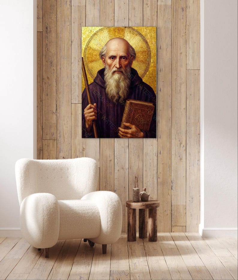 St. Benedict Canvas Wall Art: Catholic Patron Saint Gift - Etsy