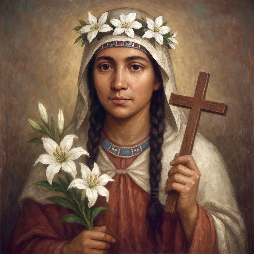 Saint Kateri Tekakwitha Canvas: Catholic Art, Lily of the Mohawks - Etsy
