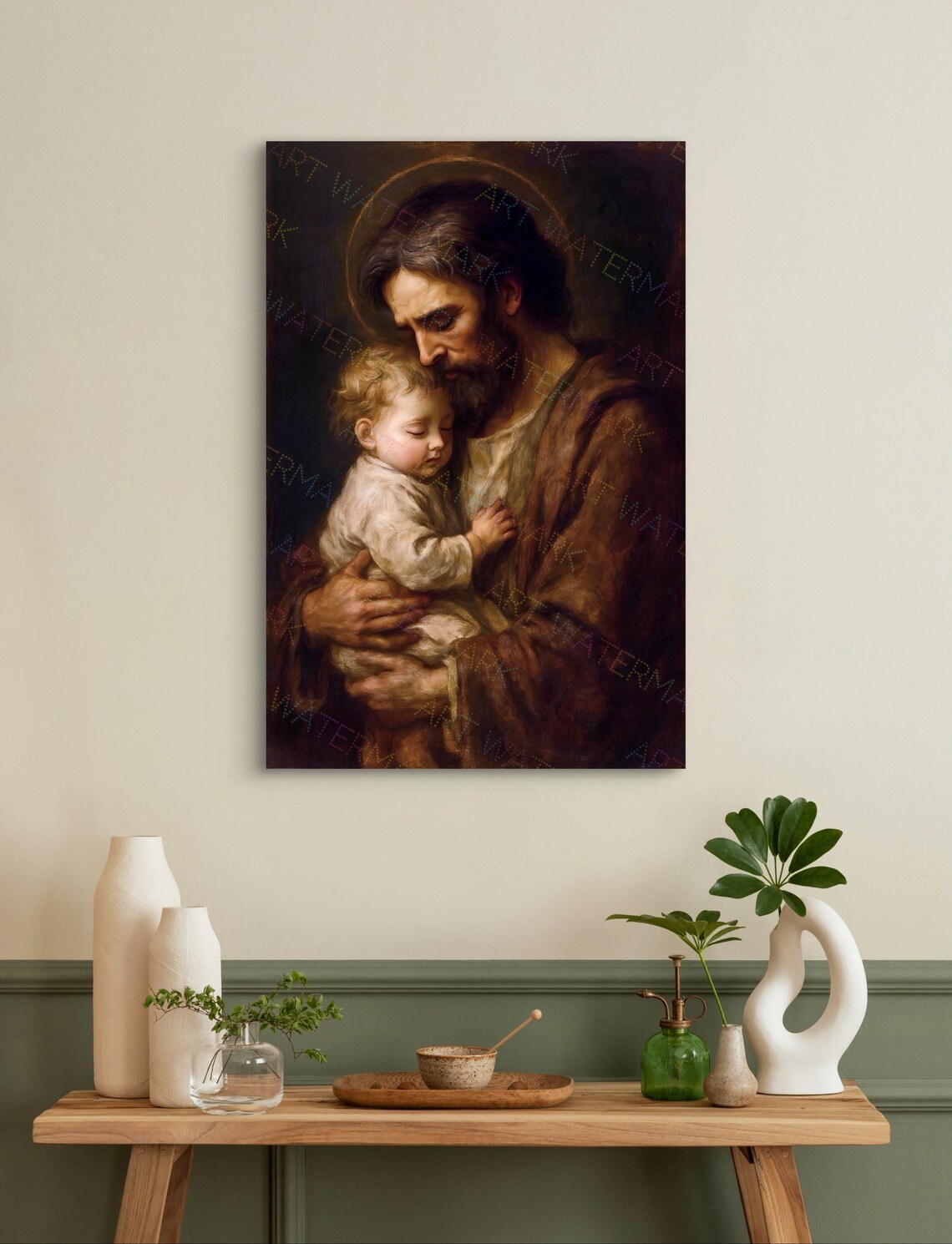 St Joseph Holding the Infant Jesus Digital Print, Saint Joseph Prints ...