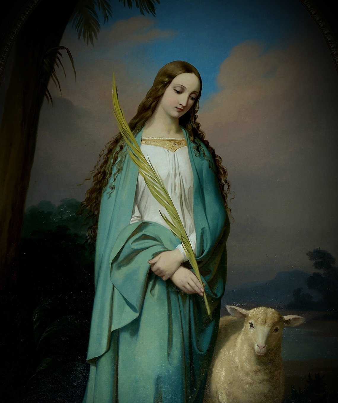 Saint Agnes With Lamb Catholic Artwork Saint Art Canvas - Etsy