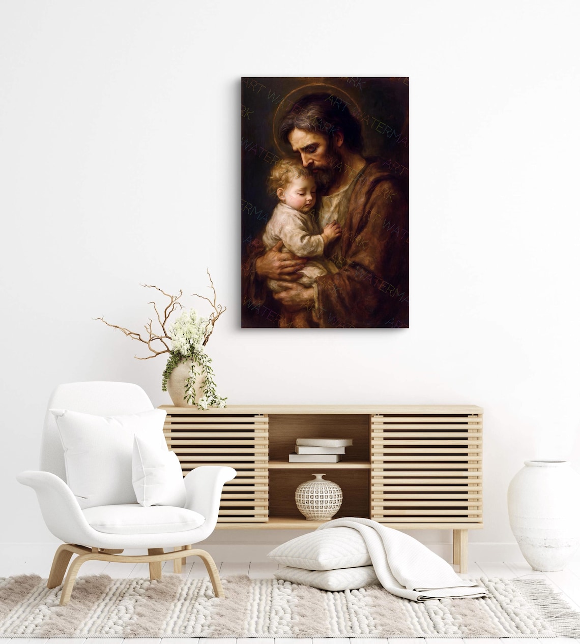 St Joseph Holding the Infant Jesus Digital Print, Saint Joseph Prints ...