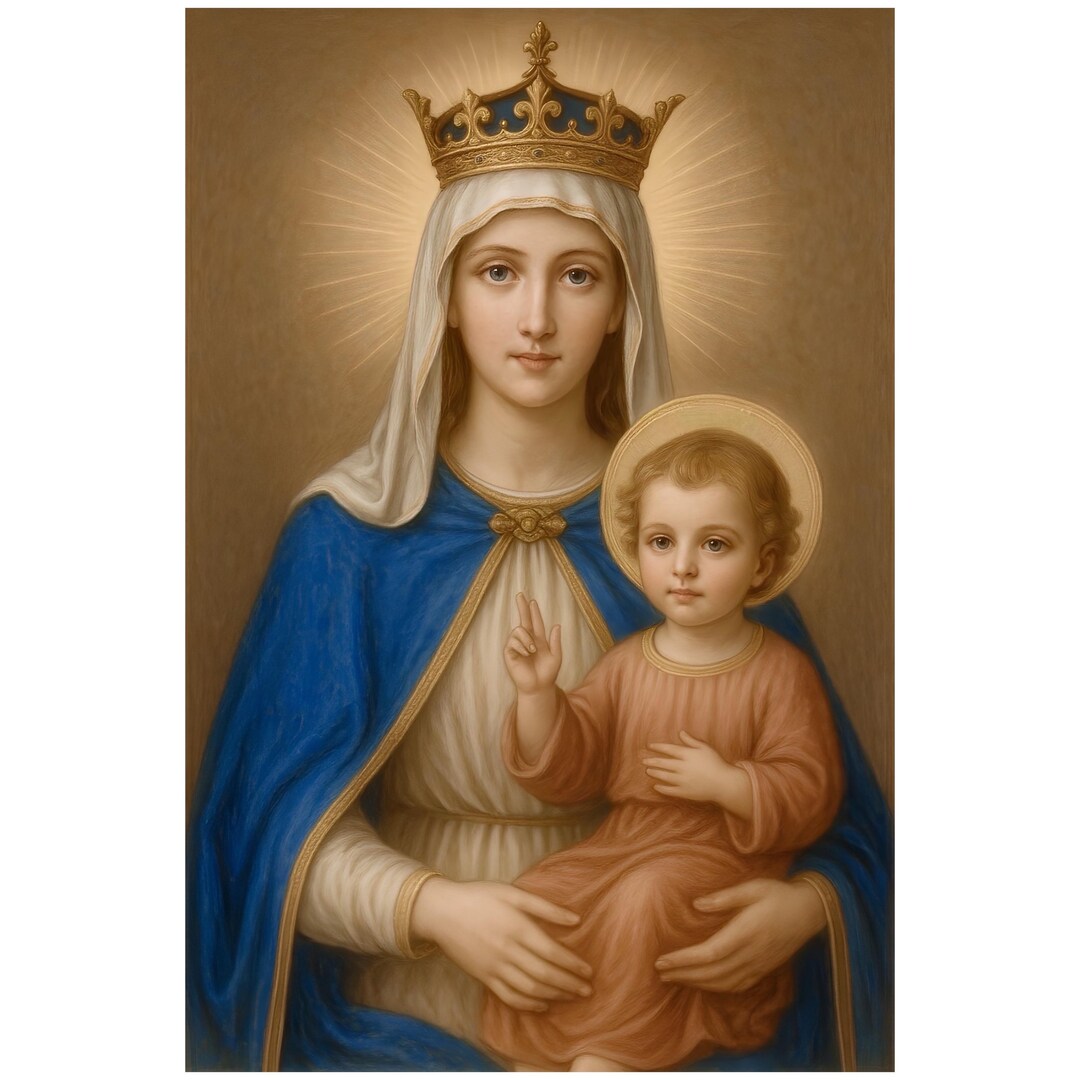 Our Lady Queen & Infant Jesus | Jesus Mary Picture on Canvas | Catholic ...