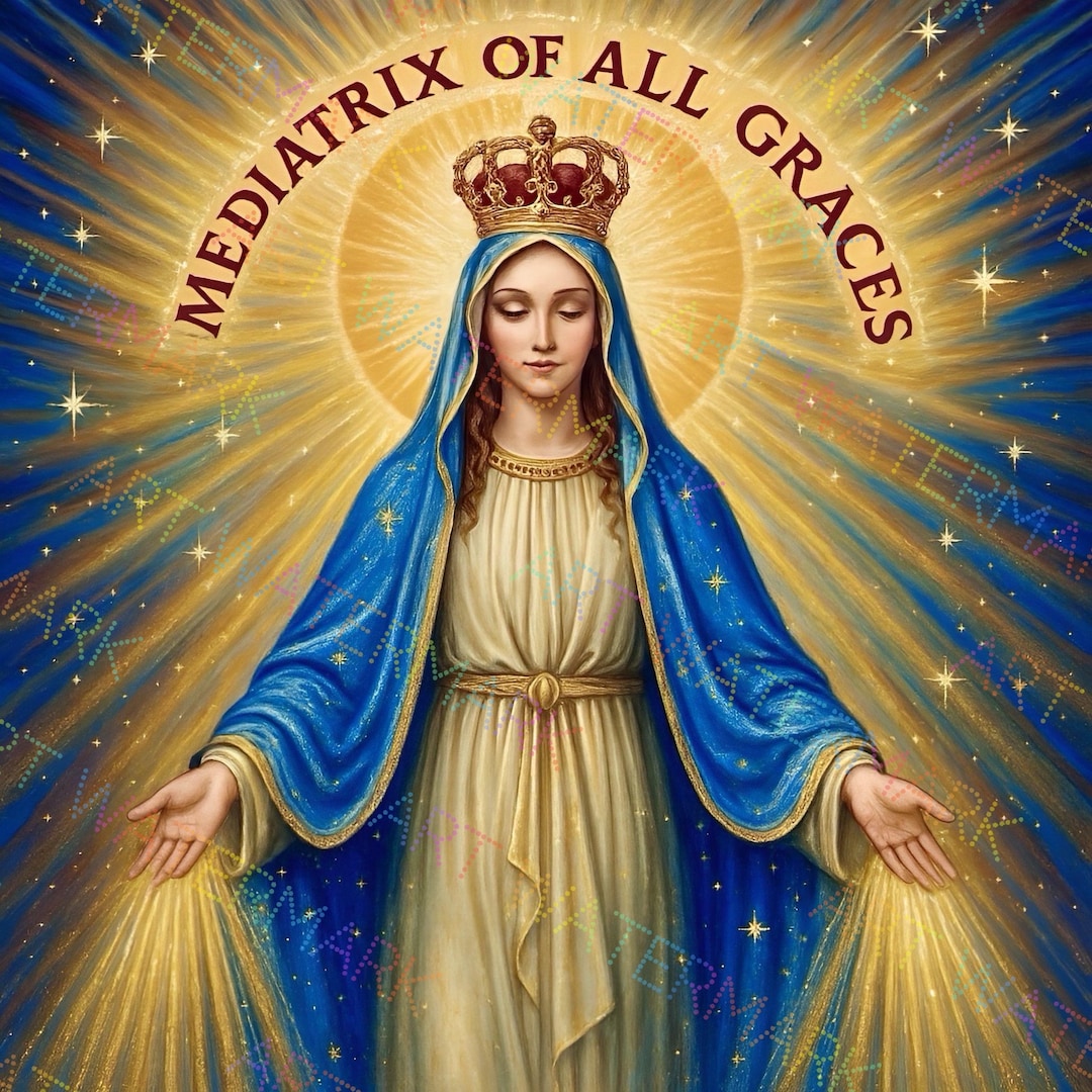 Mediatrix of All Graces Canvas | Blessed Virgin Mary | Catholic Wall ...
