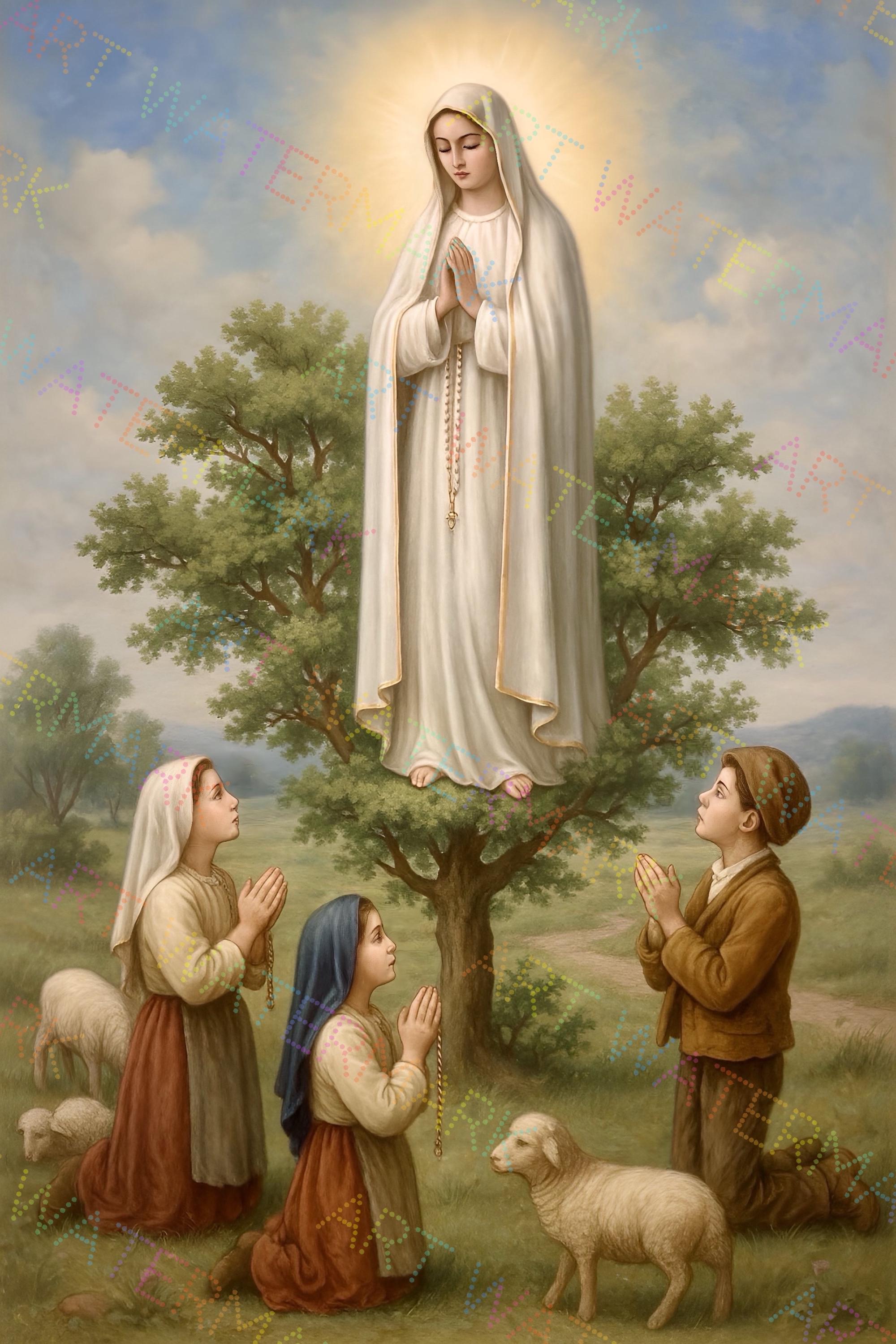 Our Lady of Fatima Canvas | Apparition to Lucia, Francesco & Jacinta | Picture on Canvas ...