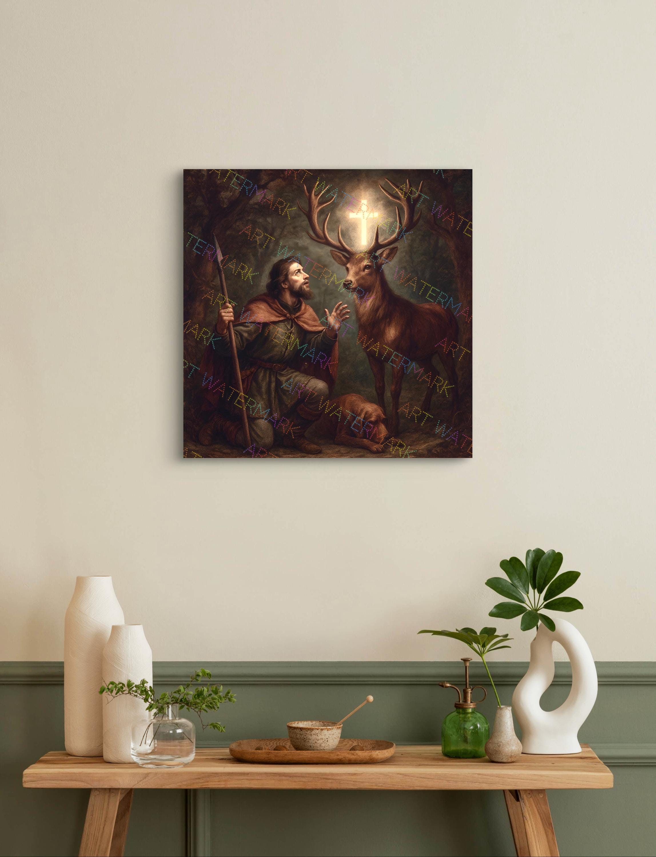 Saint Hubert Canvas Print: Patron Saint of Hunters, Catholic Gift - Etsy