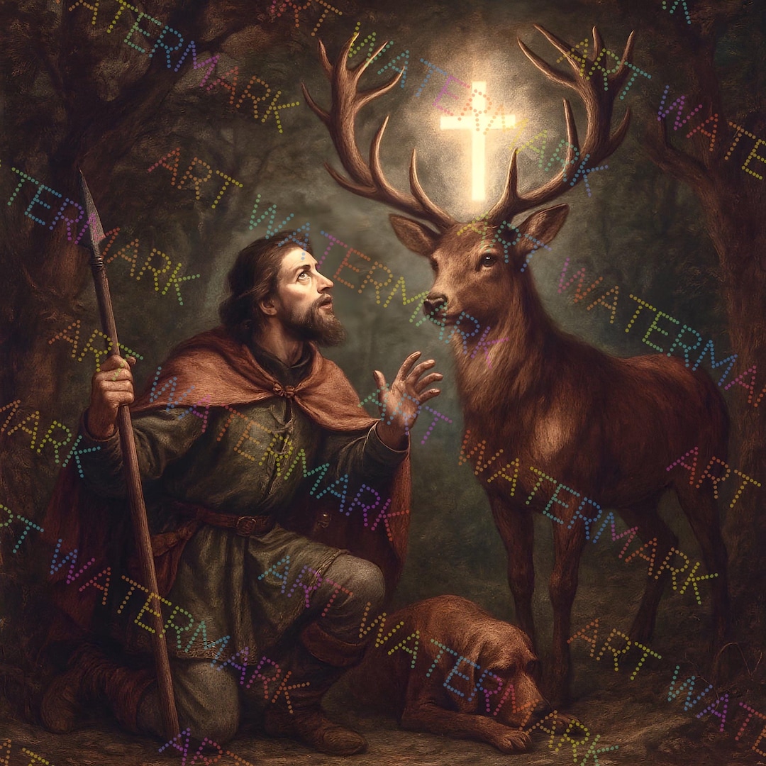 Saint Hubert Canvas Print: Patron Saint of Hunters, Catholic Gift - Etsy