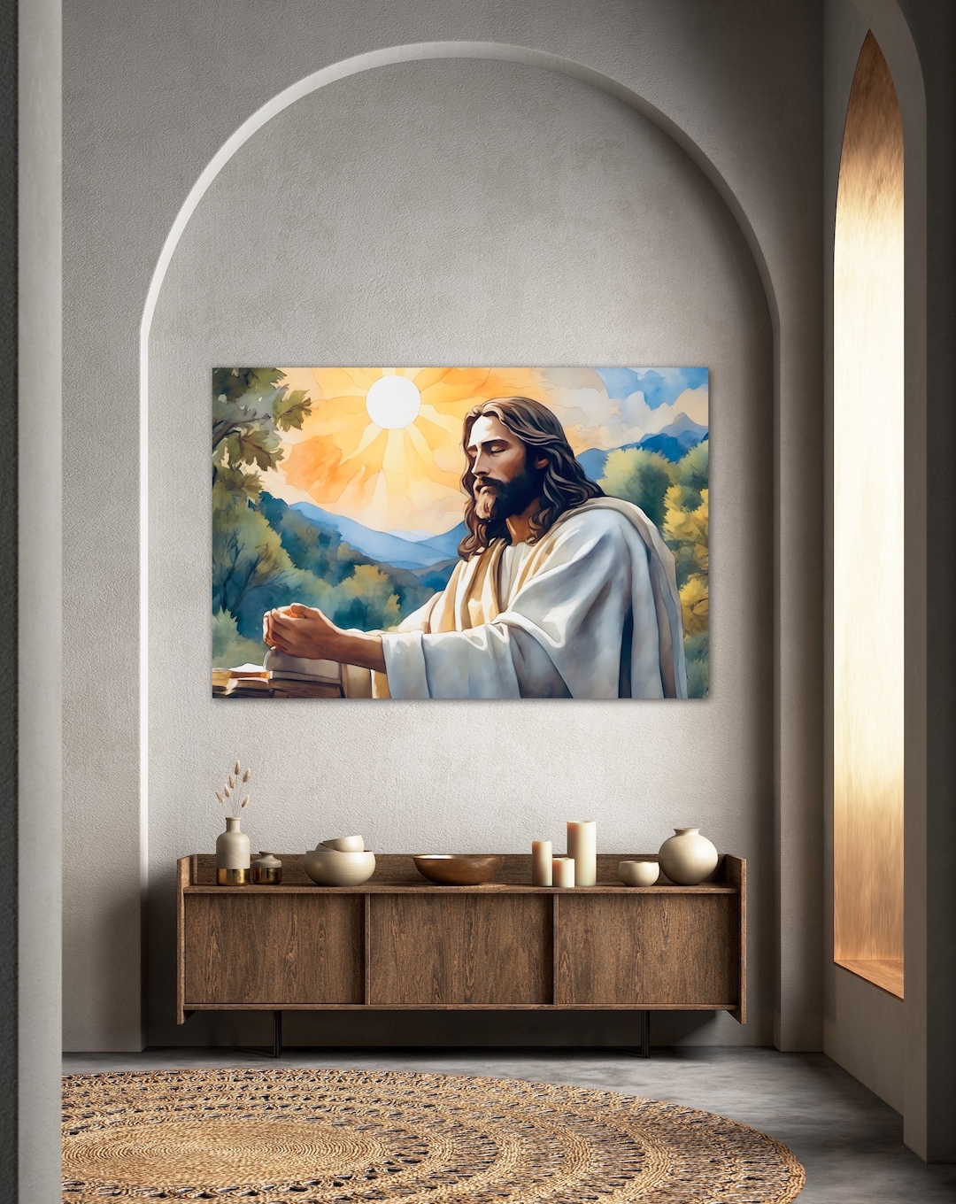 Jesus Praying Art on Canvas, Jesus Christ Savior Wall Art, Prayer ...