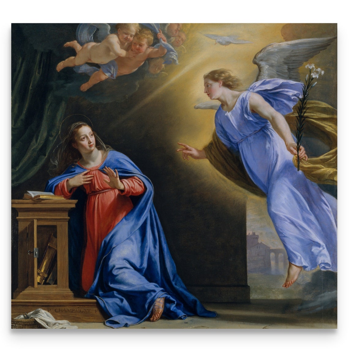 Annunciation Angel Gabriel Catholic Art Virgin Mary Wall | Etsy