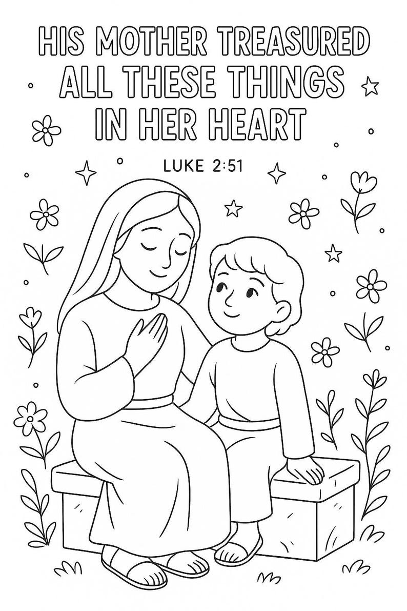 Mary and Jesus Coloring Page - Etsy