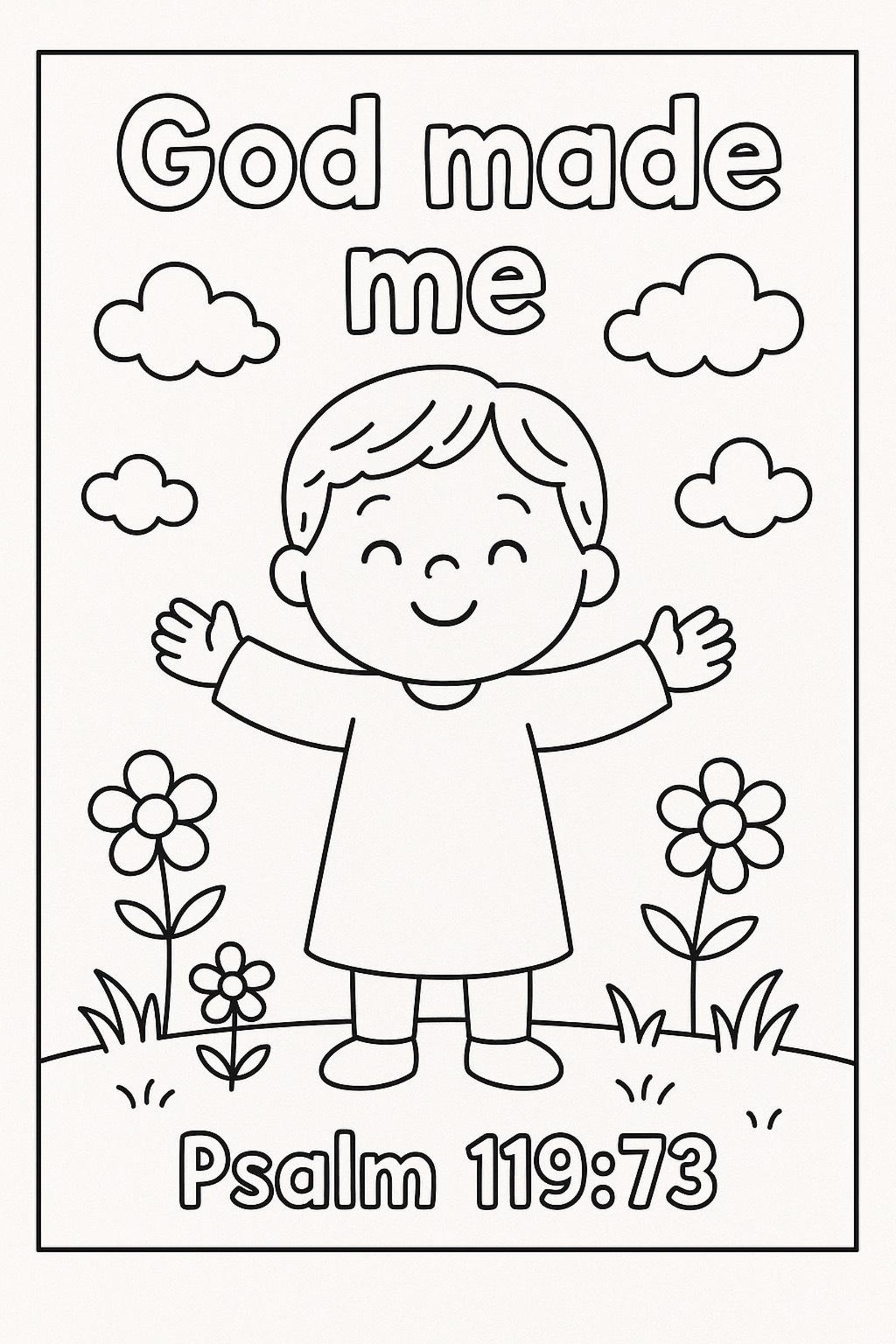 God Made Me Children's Colouring Page - Etsy