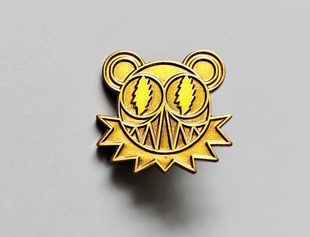 10 Pack of Antique Gold Tone Jam Band Bear Head Metal Lapel Hat Pins ...
