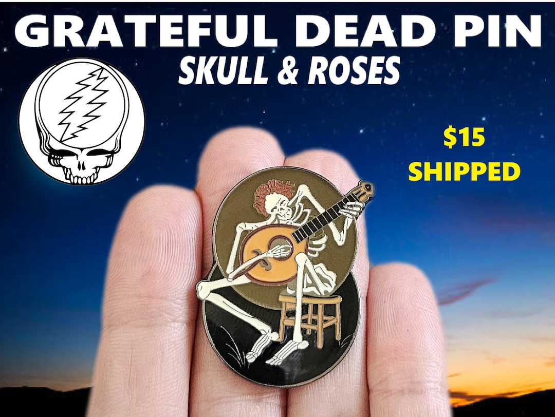 Dead Head Skull and Roses Lute Guitar Jam Band Enamel Lapel Hat Pin - Etsy
