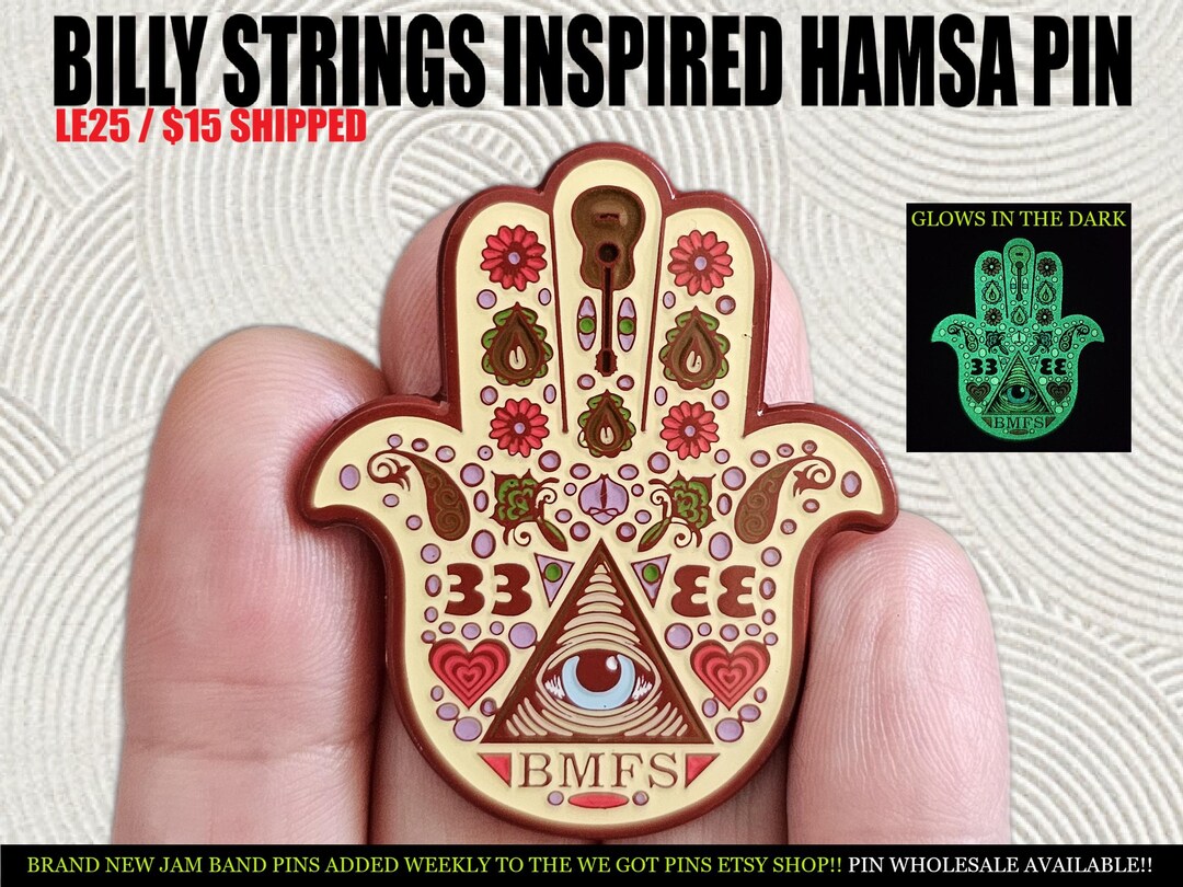 BMFS Red Glow in the Dark Hamsa Hand of Fatima All Seeing Eye Pyramid Country Red Daisy Metal ...