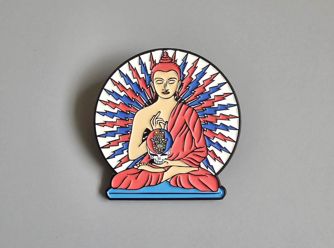Grateful Buddha Glow in the Dark Skull Zen Yoga Metal Enamel Lapel ...