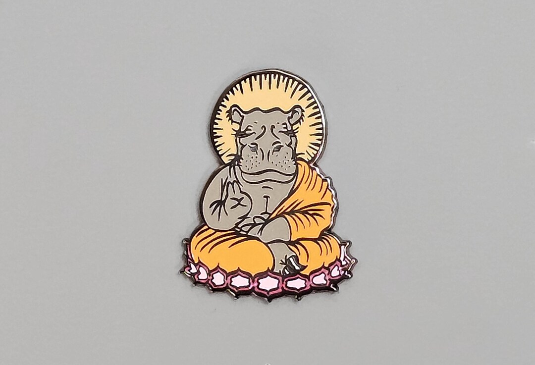 Namaste Yogi Hippo Lotus Bohemian Buddha Zen Yoga Metal Enamel Lapel ...