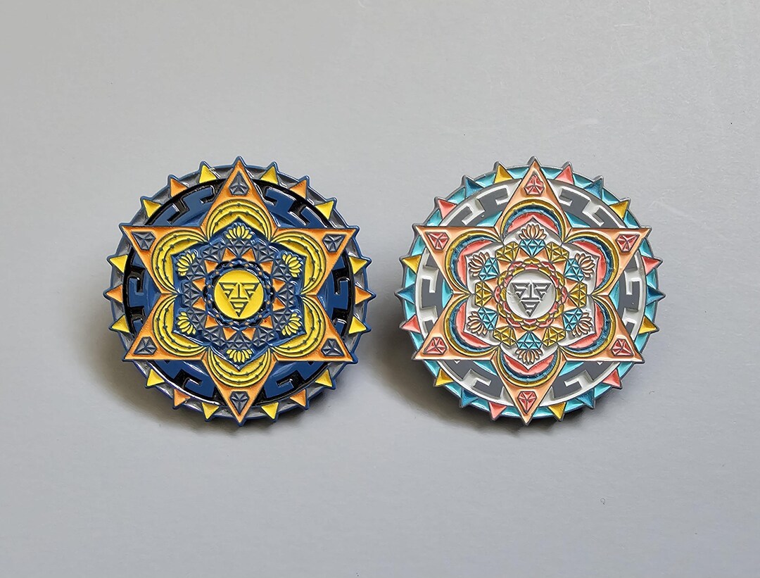 Set of 2 Sound Tribe Sacred G Geometry Mandala Glow in the Dark Metal ...