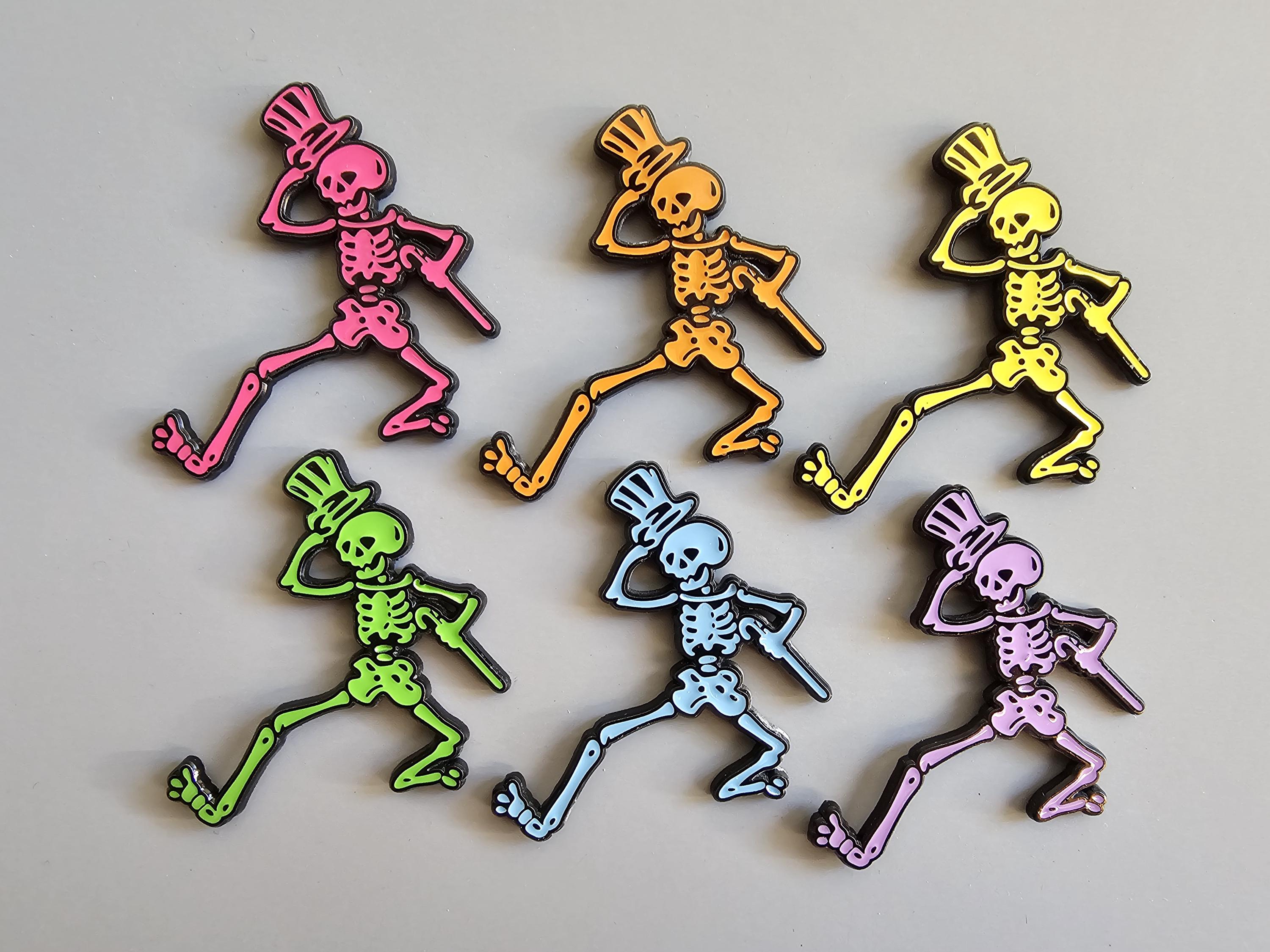 Set of 6 Dancing Skeleton Metal Enamel Lapel Hat Pin Set - Etsy