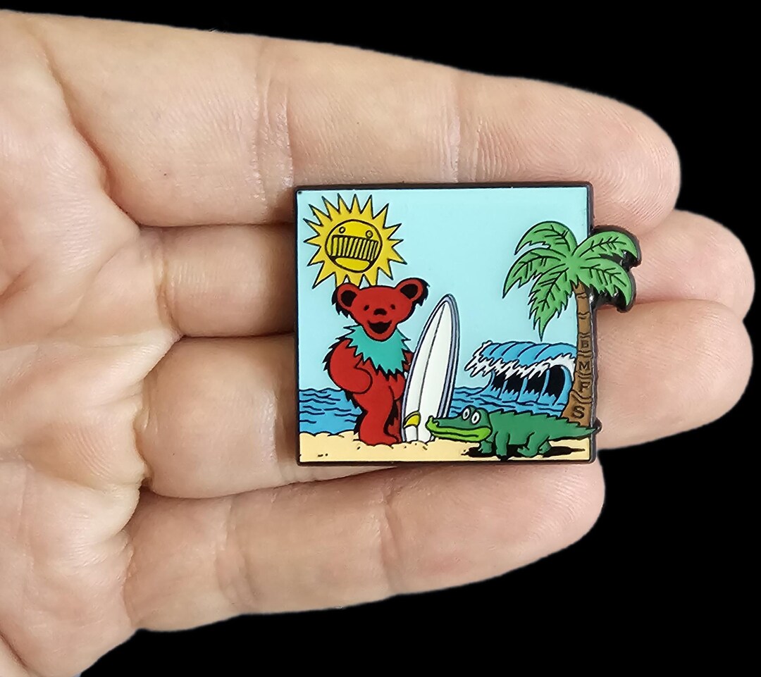 Jam Band Surf Bear Alligator Lizard Glow in the Dark Metal Enamel Lapel ...