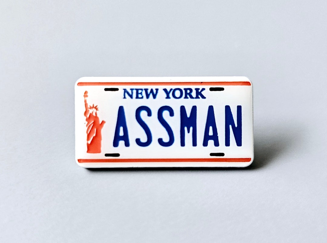 Ass Man Assman NY New York License Plate Metal Enamel Lapel Hat Pin - Etsy
