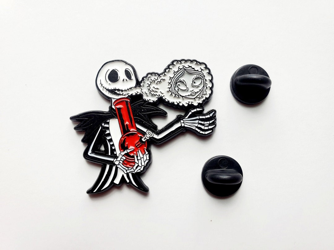 Jack & Sally Skull Enamel Lapel Hat Pin - Etsy