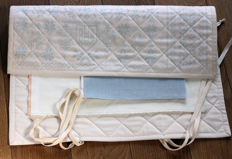 Handmade Quilted Cross Stitch Project Roll: Decorative Storage (18x23 ...