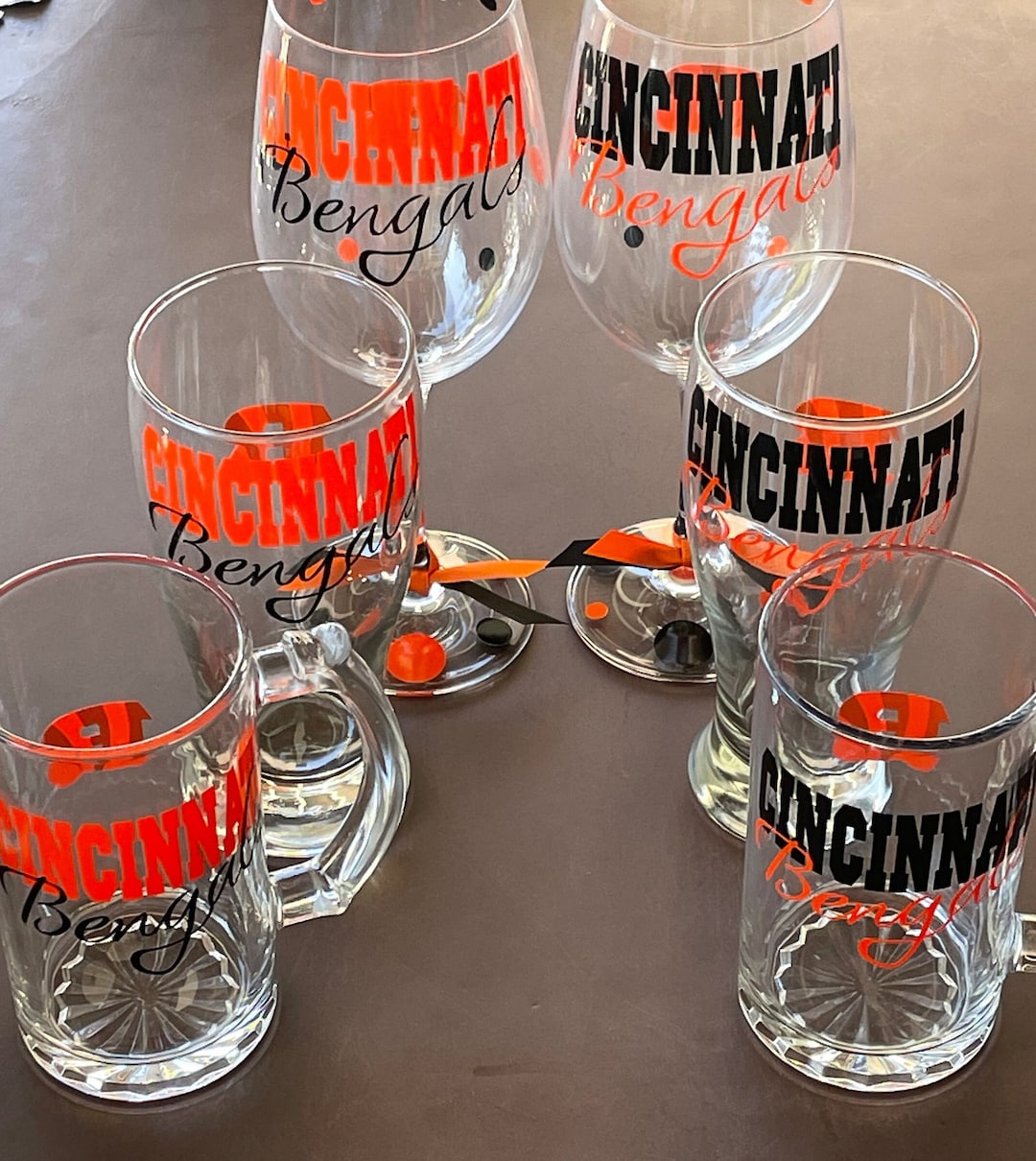 Cincinnati Bengals Glassware: Sports Bar Football Gifts - Etsy