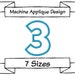 Number 3 Applique - Block Font - Machine Embroidery Design - 7 Sizes ...