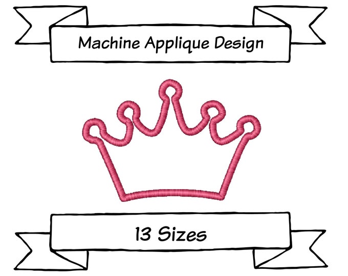 Crown Applique Machine Embroidery Design 13 Sizes Instant Download ...