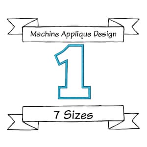 Number 1 Applique - Block Font - Machine Embroidery Design - 7 Sizes ...