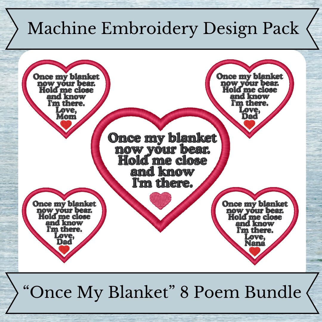 Once My Blanket Applique- Poem Embroidery Design Pack - 1 Size - 4x4 ...